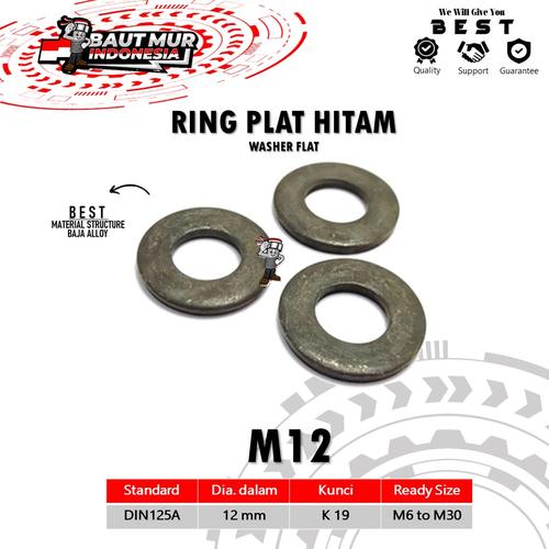 Jual RING PLAT FLAT WASHER BAJA HITAM M12 ISI 50 PCS - Kab. Bekasi ...