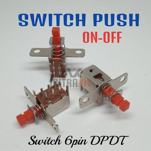 Jual Push switch ON-OFF 6pin dpdt locking switch panel 6pin on-off NO ...
