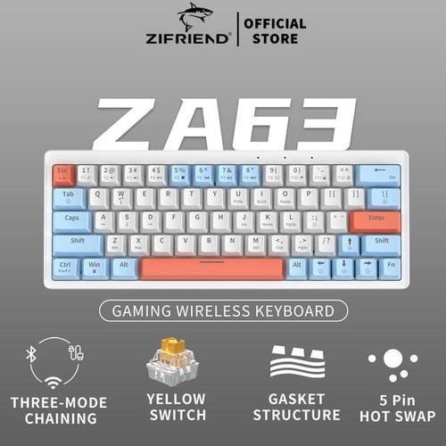 Jual ZIFRIEND ZA63 63 Keys Hotswap Wireless Mechanical Keyboard 3 modes ...