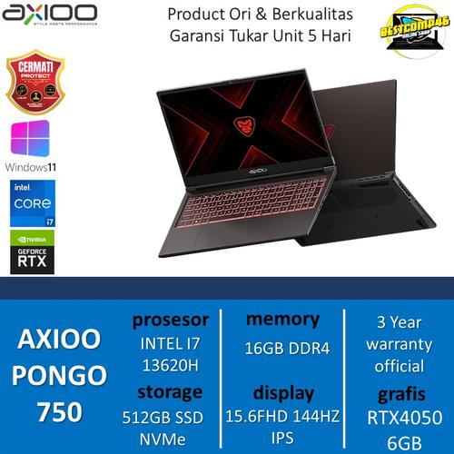 Jual Axioo Pongo 750 RTX4050 6GB I7 13620H 16GB 512GB W11 15.6FHD 144HZ ...