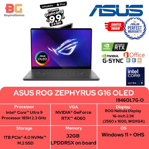 Jual Laptop ASUS ROG Zephyrus G16 OLED - Ultra 9 185H, RTX 4070 4060 32GB 1TB, W11+OHS, 16 ...