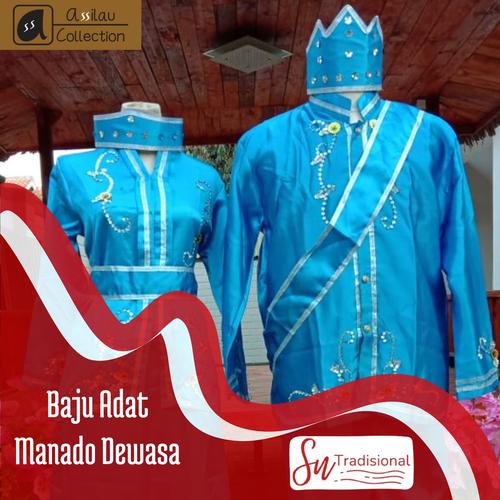 Jual Baju Adat Manado Dewasa Satuan ( Laki/Perempuan ) - Biru Perempuan ...