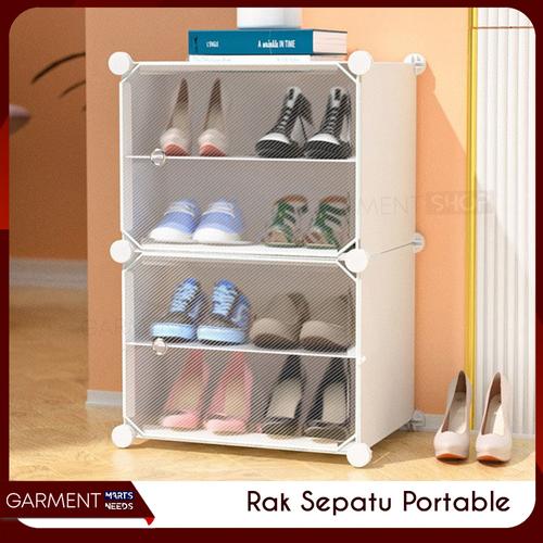 Promo Rak Sepatu Tutup Box Plastik Tertutup 4 6 8 Susun Anti Debu ...