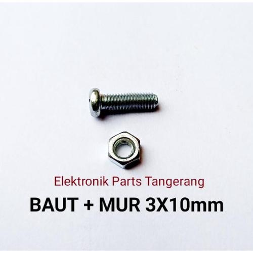 Jual BAUT MUR UKURAN 3 X 10mm MUR + BAUT UKURAN 3X10MM BAUT 10mm MUR ...