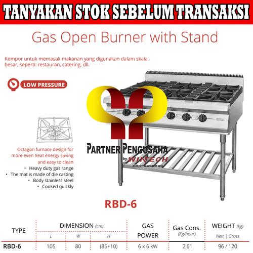 Jual GETRA RBD-6 GAS OPEN BURNER W STAND/KOMPOR 6 TUNGKU STANDAR RESTO ...