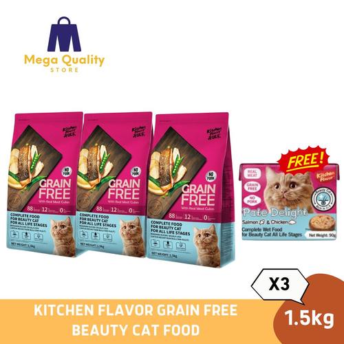 Jual KF Beauty Cat Food 1.5kg isi 3 + Free KF Cat Pate Delight Wet Food ...