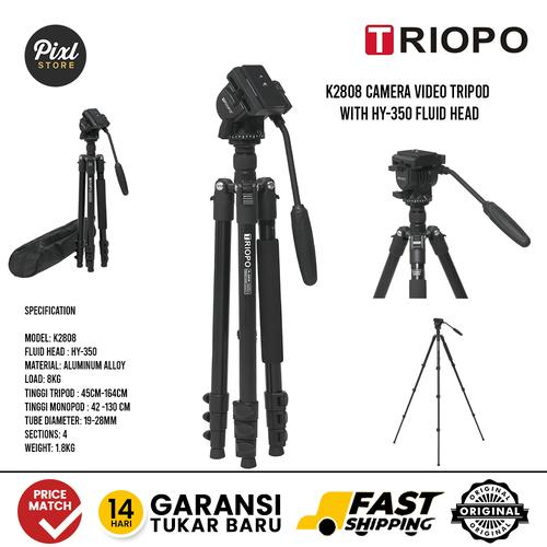 Jual Triopo K2808 Camera Video Tripod with HY-350 Fluid Head - Kab ...