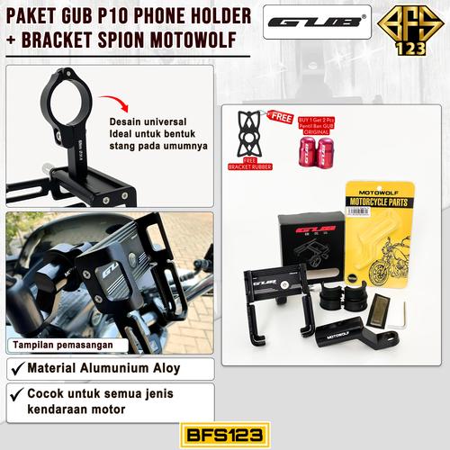 Jual GUB P10 Phone Holder + Bracket Spion MOTOWOLF ORIGINAL - Kab ...