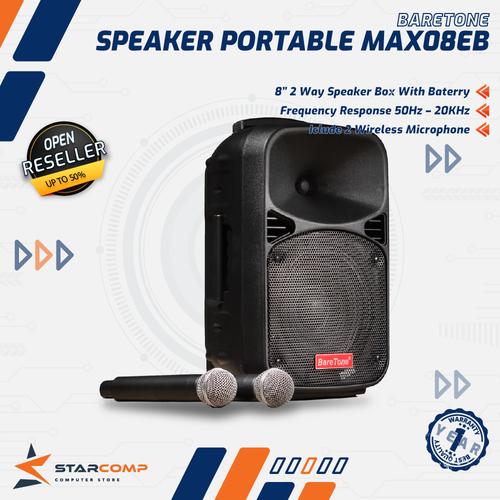 Jual BareTone Speaker Mini Portable MAX08EB 8" With MP3, FM Radio, SD ...