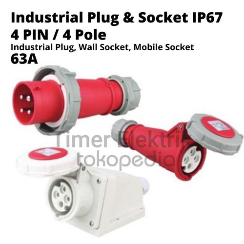 Jual Industrial Plug & Socket IP67 4 Pin / 4 Pole 63A Berbagai Variant ...