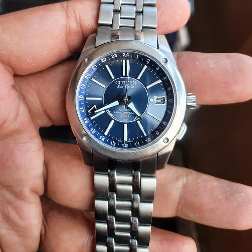 Jual Citizen Eco Drive Solar ATESSA Titanium GMT Duratect Blue Dial ...
