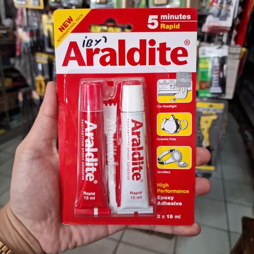 Jual lem epoxy Araldite merah putih 30mL 2 komponen made in india asli ...