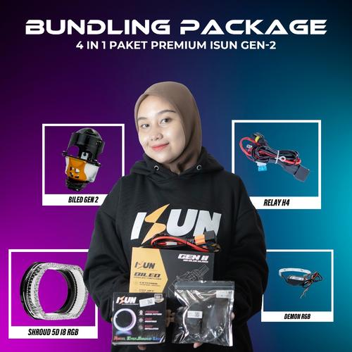 Promo ISUN Paket Bundling BILED GEN-2 dengan Shroud 5D I8-WRGB Demon ...