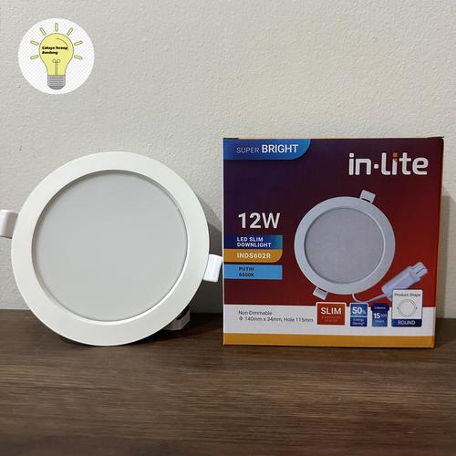Jual LAMPU LED PLAFON INLITE SLIM DOWNLIGHT 12WATT - INDS602R - Putih ...