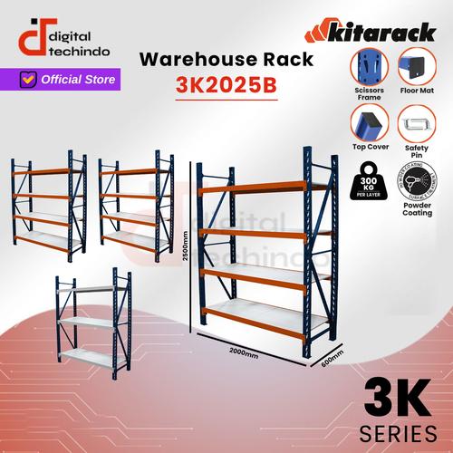 Promo Rak Gudang Besi 300kg per Layer Rack Gudang 2.5 Meter Starter Rak ...