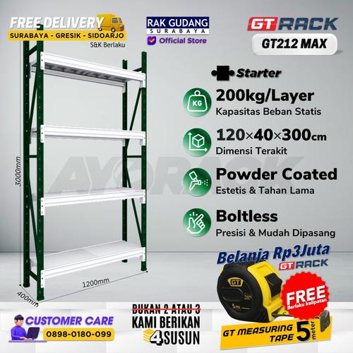 Promo RAK GUDANG BESI GT RACK GT212 MAX – WAREHOUSE RACK 200KG TINGGI 4 ...