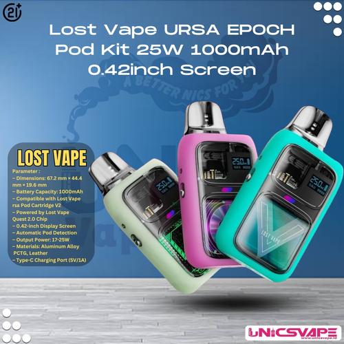 Promo Lost Vape URSA EPOCH Pod Kit 25W 1000mAh 0.42inch Screen Epouch ...