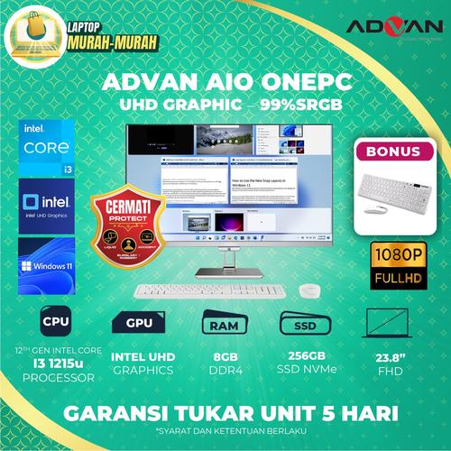 Promo PC AIO ADVAN All In One OnePC Core i3-1215U 8GB 256GB W11 23.8 ...