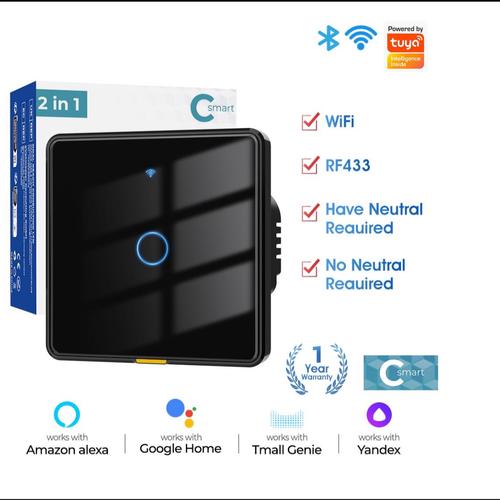 Jual Wifi Smart Switch RF433 Tuya Smart Home No Neutral Wire+Neutral ...