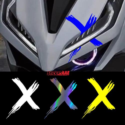 Jual stiker motor logo x stiker motor untuk lampu motor - kanan kiri ...