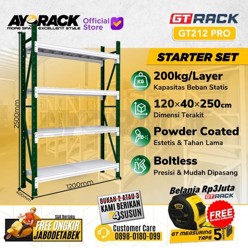 Promo RAK GUDANG BESI GT RACK GT212 PRO – WAREHOUSE RACK 200KG TINGGI 4 SUSUN 2.5 METER LEBAR ...