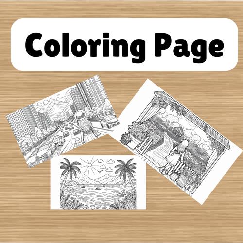 Jual Lembar mewarnai gambar pemandangan alam A4 - coloring page ...
