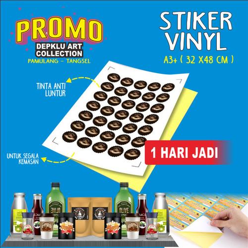 Jual Cetak sticker / stiker Vinyl A3+ print Label vinil glossy doff dan ...