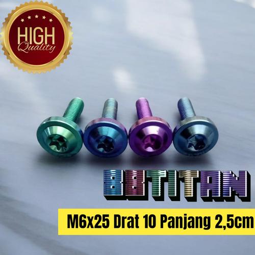 Jual Baut Titanium GR5 M6x25 Drat 10 Panjang 2,5 cm Payung Big Head - Jakarta Selatan - 88Titan ...