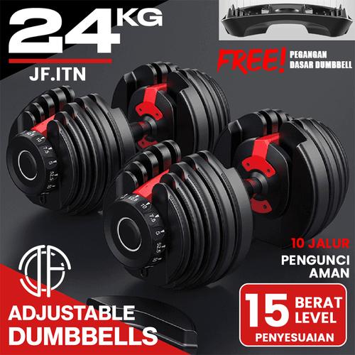 Promo Adjustable Dumbell Barbell 2.5-24 KG Dumbell Barbel Fitness Alat ...
