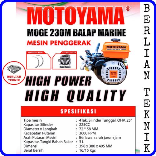 Jual Mesin Penggerak Bensin Engine Gasoline Motoyama Moge 230 M Balap ...