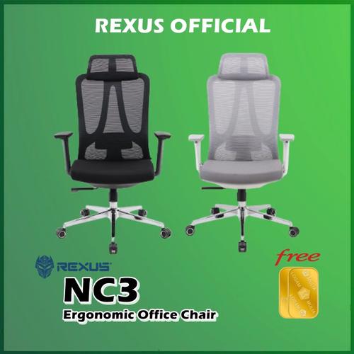 Promo Rexus NC3 Ergonomic Office Chair NC-3 Kursi Kantor - Black Cicil ...