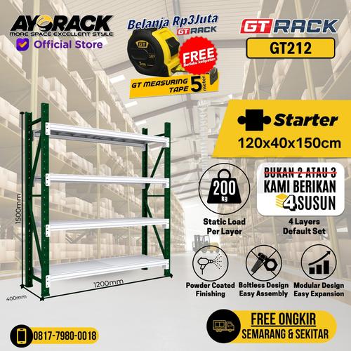 Promo RAK GUDANG BESI GT RACK GT212 – WAREHOUSE RACK 200KG TINGGI 4 SUSUN 1.5 METER LEBAR 40CM ...