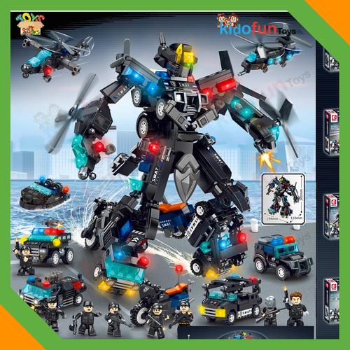 Jual Mainan Bricks Military Robot Polisi Mobil Tank Figure 2in1 Block ...