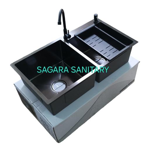 Jual Sink 8245 hitam black Muya paket komplit kran pipa angsa bcp 2 ...