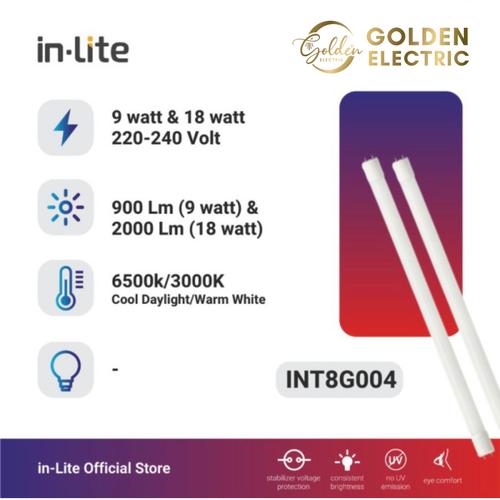 Jual Lampu TL T8 LED Tube INLITE IN-LITE INT8G004 9 Watt 18 Watt ...