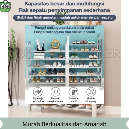 Jual Rak Sepatu Stainless Steel 6 Susun Rak Sepatu Kokoh Tempat Sepatu ...