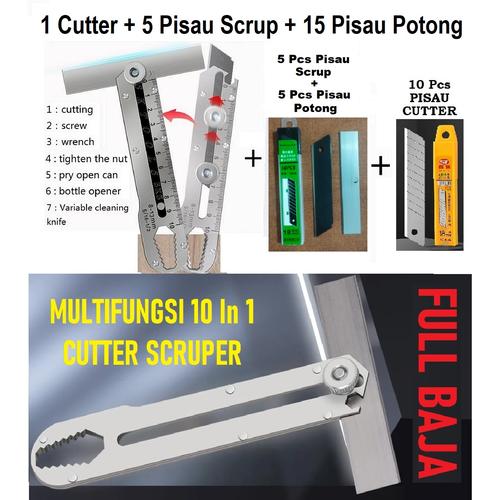 Jual Set CUTTER MULTIFUNGSI 10 in 1 CUTTER SCRAPER CUTTER KAPI CUTTER ...