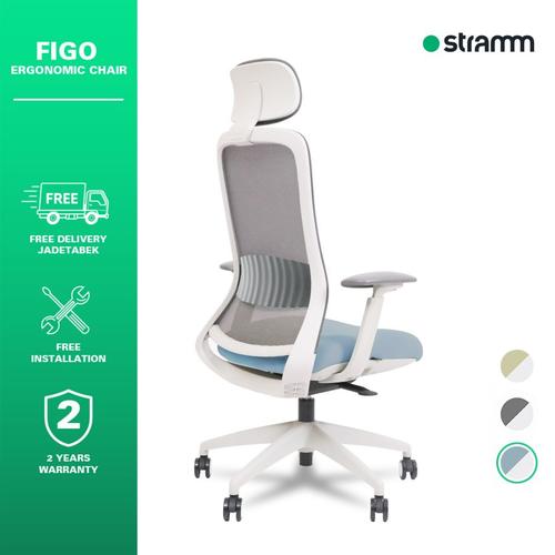 Promo Kursi Kantor Ergonomis Stramm Figo I - Blue on Grey, Chair Only ...