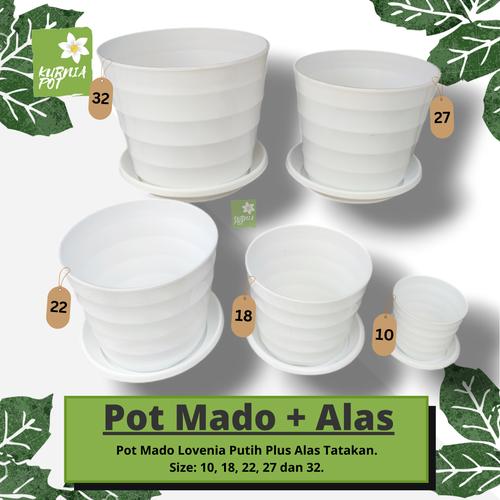 Jual Pot Bunga Mado Putih Size 10 18 22 27 32 Tanaman Hias Plus Alas ...