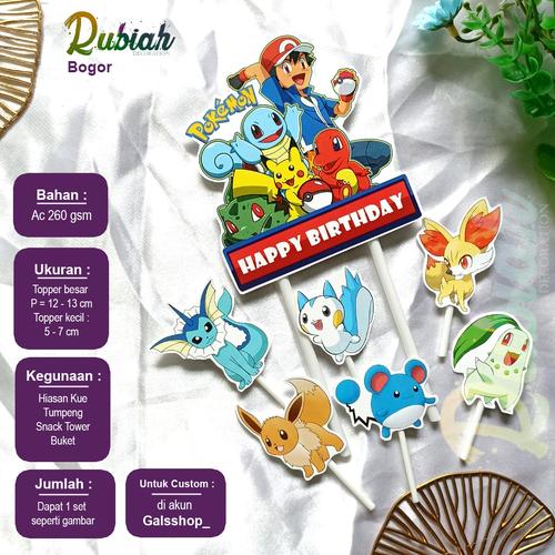 Jual Topper cake Pokemon 2 Hiasan Kue ulang tahun snack tower Buket ...