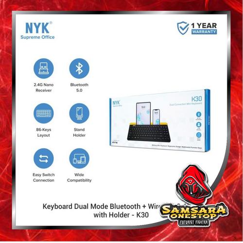 Jual NYK K30 Keyboard Dual Mode Bluetooth + Wireless with Holder HP ...
