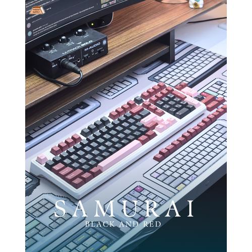 Promo Keycaps PBT Double Samurai Black Red Reverse Colorways Cherry ...