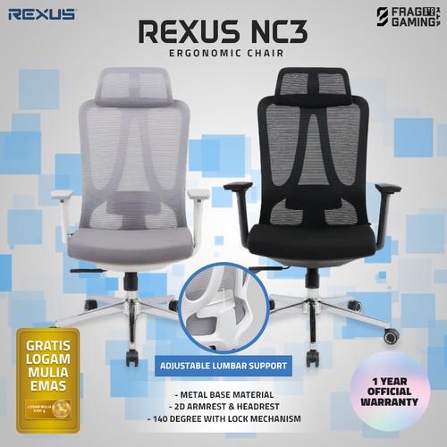 Jual Rexus NC3 / NC-3 Ergonomic Office Chair / Kursi Kantor - Hitam ...