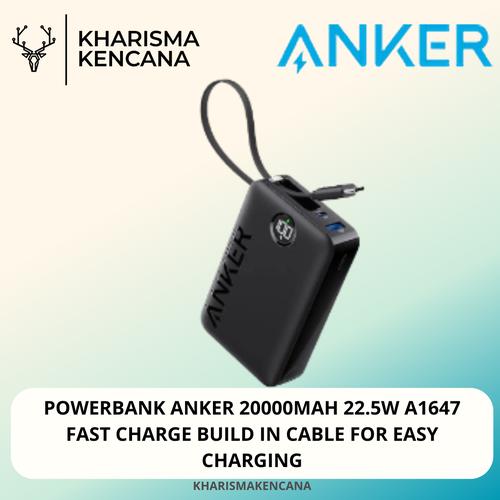 Jual POWERBANK ANKER 20000MAH 22.5W A1647 FAST CHARGE BUILD IN CABLE ...