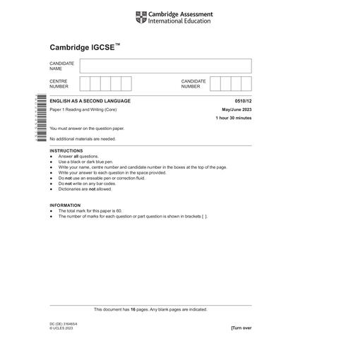 Jual IGCSE English 0510 2021-2023 core May/June past papers & mark ...