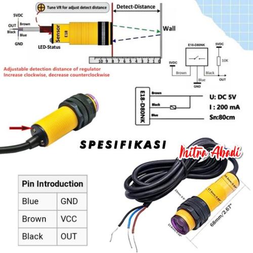 Jual Sensor Pendeteksi Jarak Fotolistrik / Photoelectric Sensor E18 ...