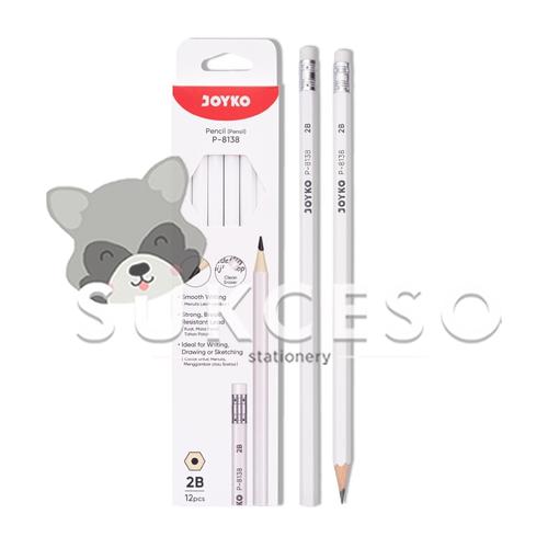 Jual Joyko Pensil 2B/HB P-8138 / P-8139 LUSINAN Hexagonal White Pencil ...