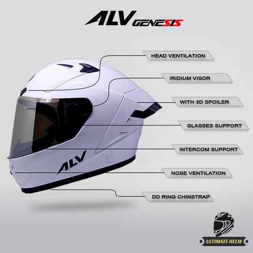 Promo HELM ALV GENESIS FULL FACE SOLID VISOR BENING STANDART SNI 100% ...