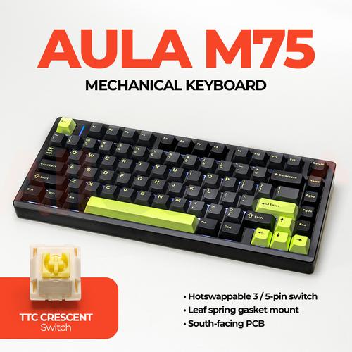 Promo AULA M75 - Prebuilt 3-mode 75% Hotswappable Aluminium Mechanical ...