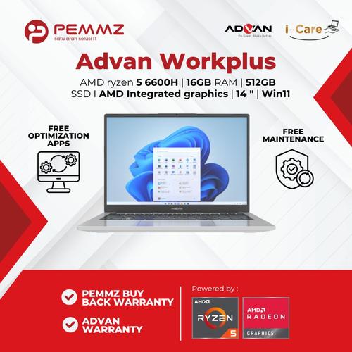 Jual Advan Workplus 14-inch FHD IPS AMD Ryzen 5 6600H 512GB SSD 16GB ...